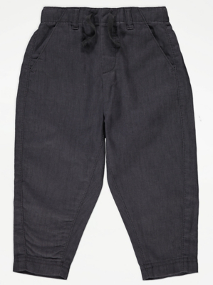 Charcoal Relaxed Fit Linen Blend Trousers | Kids | George at ASDA
