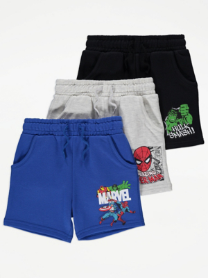 Marvel Comics Superhero Jersey Shorts 3 Pack | Kids | George at ASDA