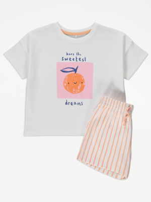 Orange Print Striped Short Pyjamas | Kids | George at ASDA
