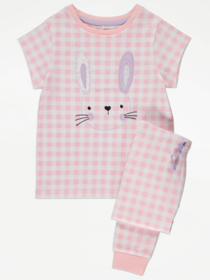 Pink Gingham Bunny Short Sleeve Pyjamas | Kids | George at ASDA