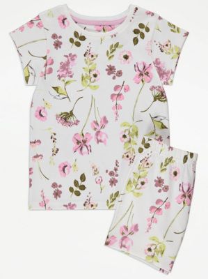 White Vintage Floral Short Pyjamas Gift Set | Kids | George at ASDA