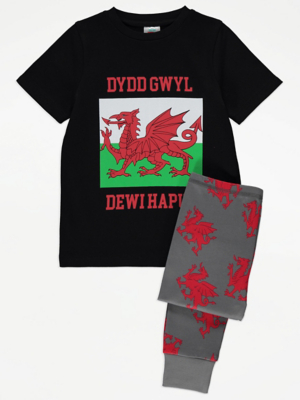 Black Matching Family Kids Wales Pyjamas | Kids | George at ASDA