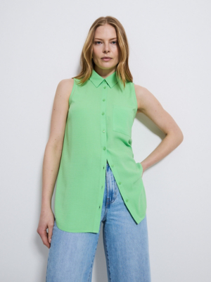 Neutral Checked Split Hem Longline Shirt | Women | George at ASDA