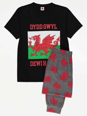 Black Matching Family Adults Wales Pyjamas | Men | George at ASDA