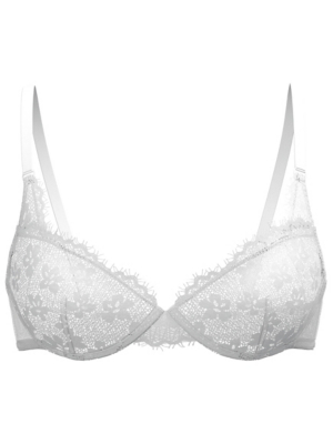 White Daisy Lace Non Padded Plunge Bra | Lingerie | George at ASDA