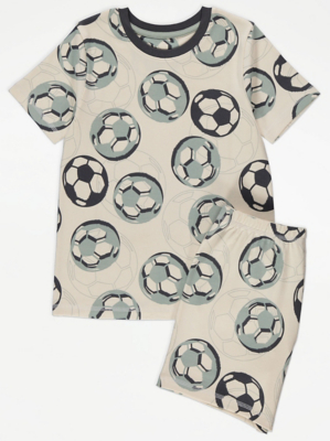 Cream Football Short Pyjamas Gift Set | Kids | George at ASDA