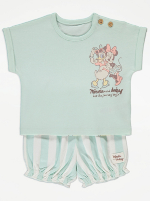 Disney Minnie Mouse and Daisy Mint Top and Shorts Outfit | Baby ...