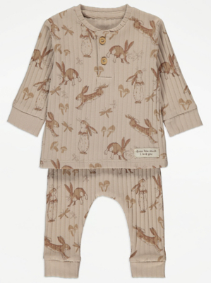 Guess How Much I Love You Tan Rabbit Ribbed Outfit | Baby | George at ASDA