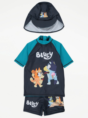Bluey Swim Top Trunks and Keppi Hat 3 Piece Set | Kids | George at ASDA