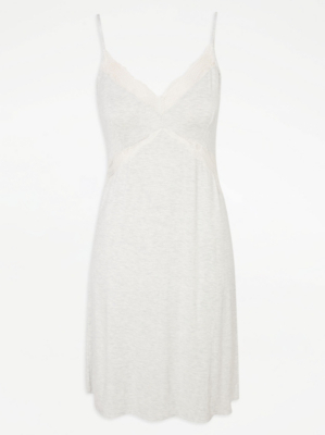 Light Grey Lace Trim Nightdress | Lingerie | George at ASDA