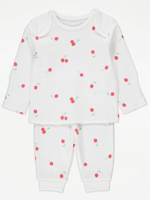White Cherries Long Sleeve Pyjamas Gift Set | Baby | George at ASDA