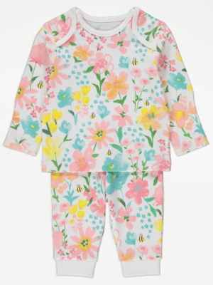 White Spring Floral Long Sleeve Pyjamas Gift Set | Baby | George at ASDA