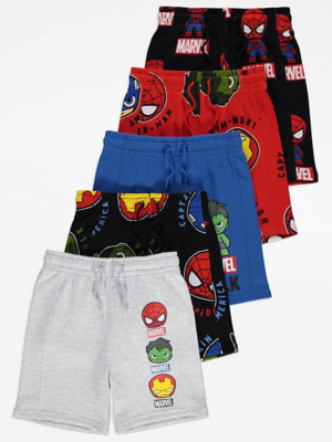 Marvel Character Print Shorts 5 Pack | Kids | George at ASDA