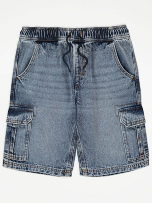 Mid Wash Pull On Denim Cargo Shorts | Kids | George at ASDA