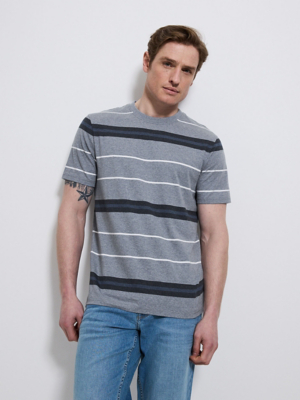 Blue Mixed Stripe T-Shirt | Men | George at ASDA