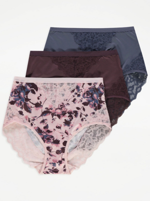 Lace Printed Full Briefs 3 Pack | Lingerie | George at ASDA