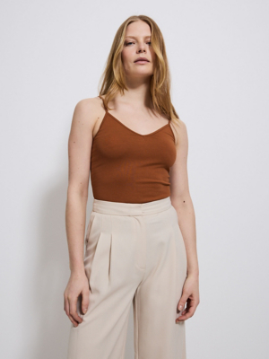 Brown Fitted V Neck Cami Top | Women | George at ASDA