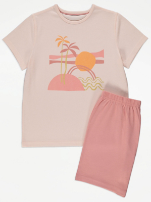 Pink Sunset Beach Short Pyjamas | Kids | George at ASDA