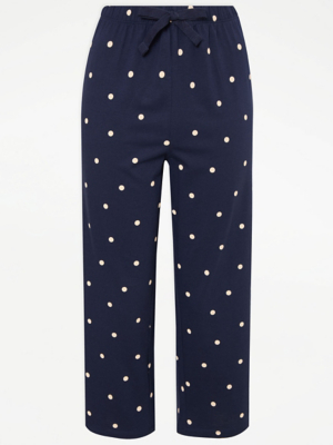 Navy Spotty Print Cropped Pyjama Bottoms | Lingerie | George at ASDA