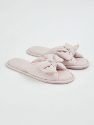 Pink Knotted Bow Front Slippers | Lingerie | George at ASDA
