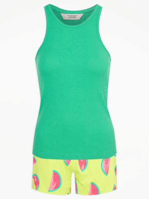 Green Watermelon Vest Short Pyjamas | Lingerie | George at ASDA