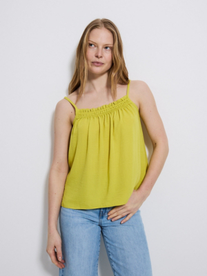 Lime Green Shirred Neck Strappy Cami Top | Women | George at ASDA