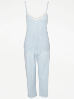 Blue Stripe Cropped Leg Cami Pyjamas | Lingerie | George at ASDA
