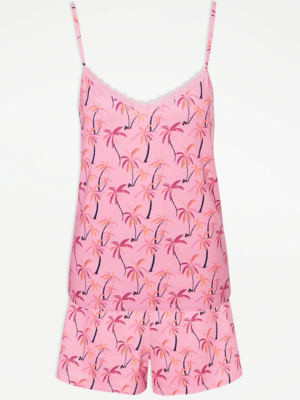 Pink Palm Tree Short Cami Pyjamas | Lingerie | George at ASDA