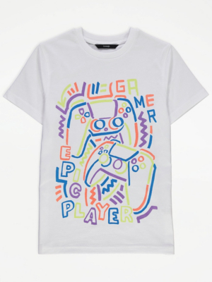White Abstract Epic Gamer T-Shirt | Kids | George at ASDA