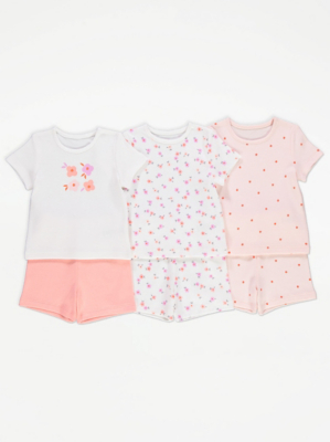 Peach Floral Spotty Short Pyjamas 3 Pack | Baby | George at ASDA