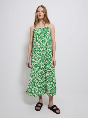 Green Tile Patterned Strappy Midi Sundress | Women | George at ASDA