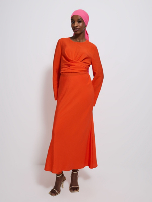 Red Lightweight Wrap Long Sleeve Maxi Dress | Women | George at ASDA