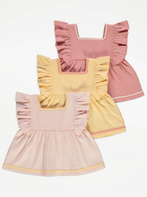 Assorted Ruffle Peplum Embroidered Trim Tops 3 Pack | Baby | George at ASDA