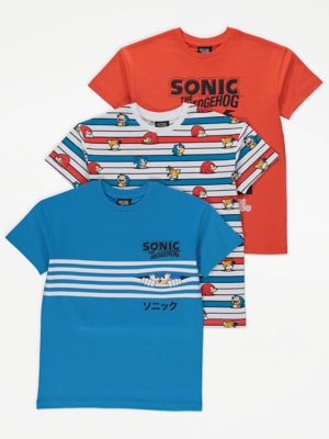 Sonic The Hedgehog Stripe T-Shirts 3 Pack | Kids | George at ASDA
