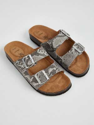 Snake Double Buckle Flatbed Sandals | Women | George at ASDA