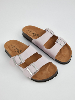 Lilac Double Strap Buckled Slider Sandals | Women | George at ASDA