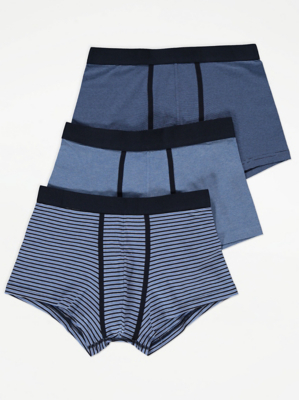 Blue Striped Hipster Trunks 3 Pack | Men | George at ASDA