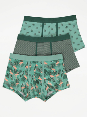Green Palm Flamingo Hipster Trunks 3 Pack | Men | George at ASDA