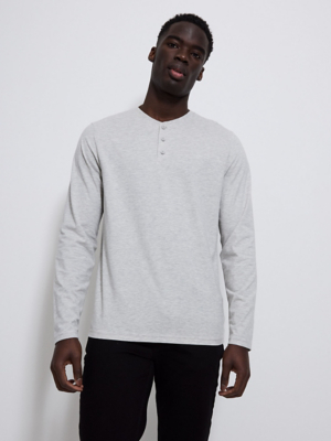 Grey Grandad Collar Long Sleeve Top | Men | George at ASDA