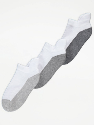 White Colour Block Trainer Liner Sports Socks 3 Pack | Kids | George at ...