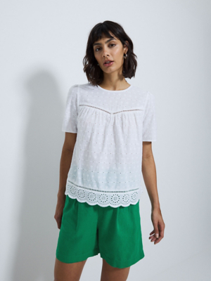 White Broderie Ladder Top | Women | George at ASDA