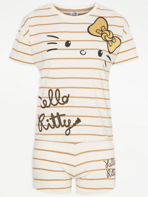 Hello Kitty Tan Striped Short Pyjamas | Lingerie | George at ASDA
