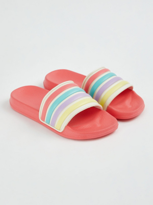 Bright Rainbow Striped Sliders | Kids | George at ASDA