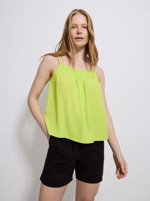 Neon Green Shirred Neck Strappy Cami Top | Women | George at ASDA