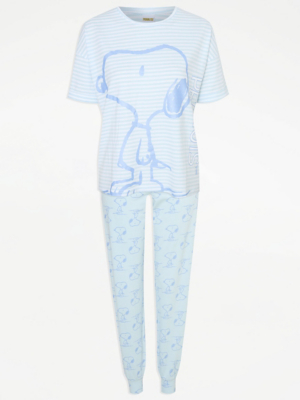 Peanuts Snoopy Blue Striped Short Sleeve Pyjamas | Lingerie | George at ...