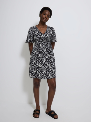 Black Floral Mini Tea Dress | Women | George at ASDA