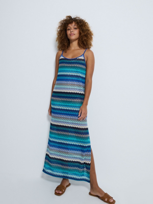 Blue Crochet Shell Maxi Dress | Women | George at ASDA