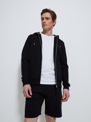 Black Drawstring Plain Zip Up Hoodie | Men | George at ASDA