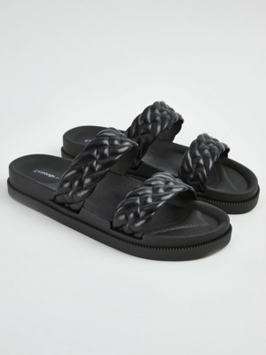 Black Double Strap Squidgy Sliders | Women | George at ASDA