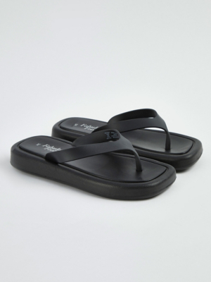 Black Square Toe Flip Flops | Women | George at ASDA